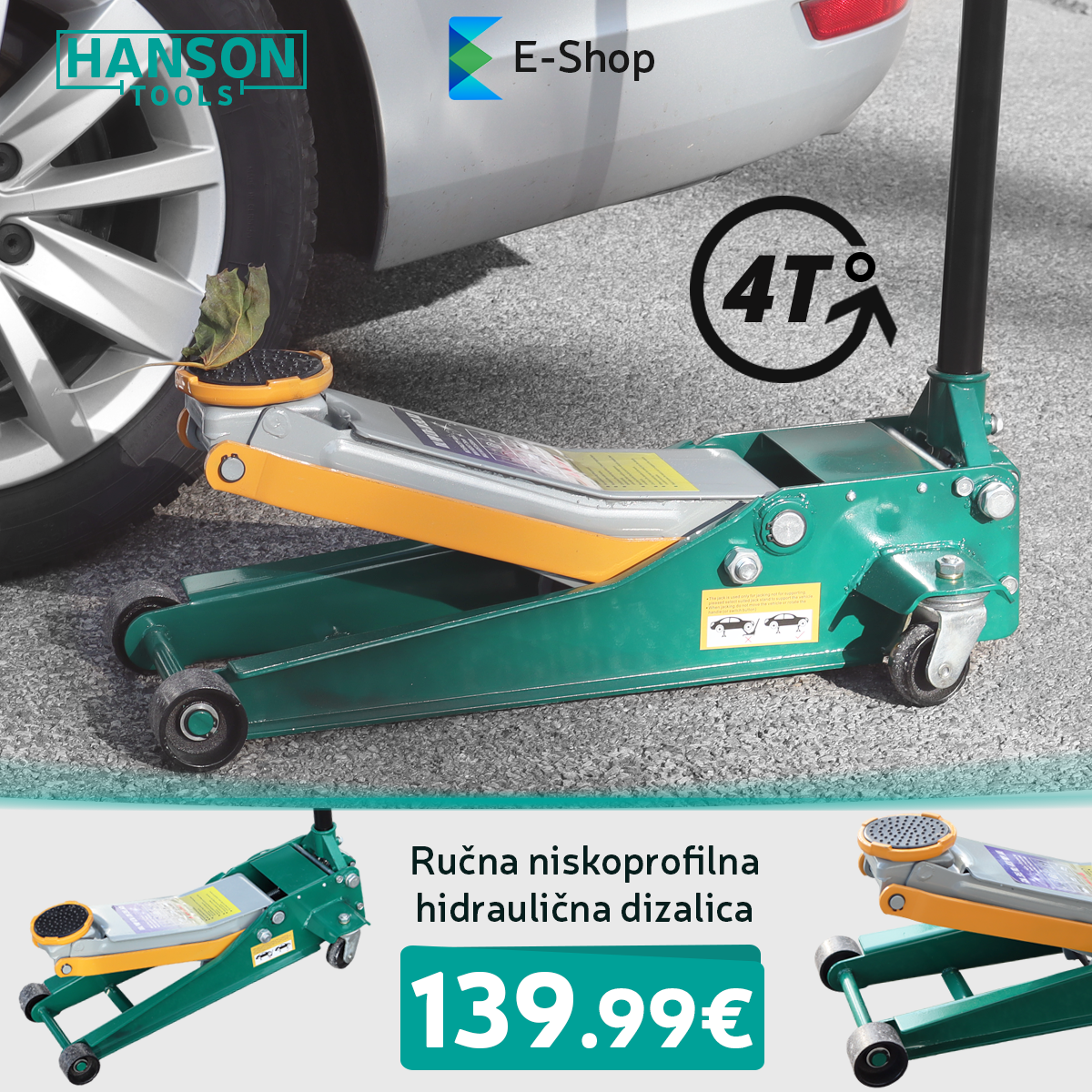 HANSON RUČNÁ NÍZKOPROFILOVÁ HYDRAULICKÁ ZDVIHÁK 4T – E-Shop Slovakia